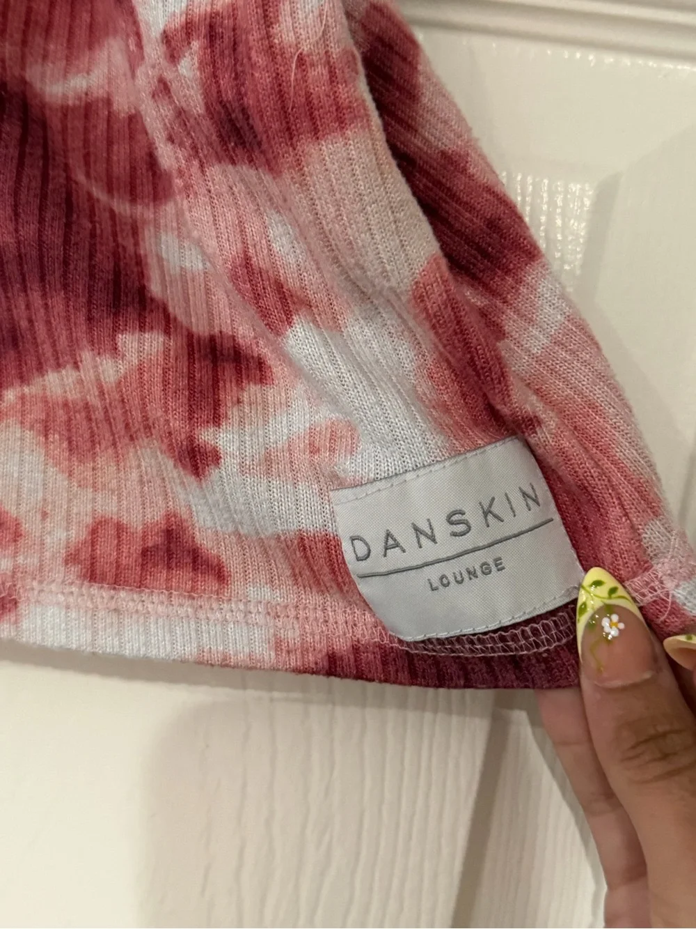 Danskin | Tops | Danskin Pink And White Ribbed Tiedye Tank | Poshmark